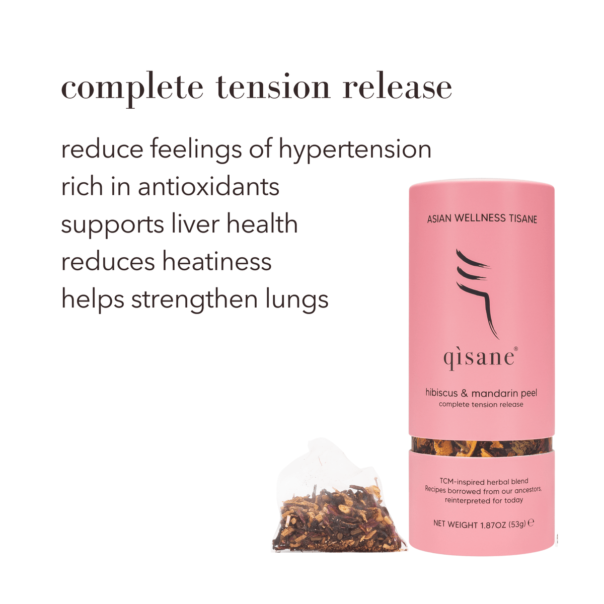 Hibiscus & Mandarin Peel Herbal Tea For Stress & Tension Relief - qisane